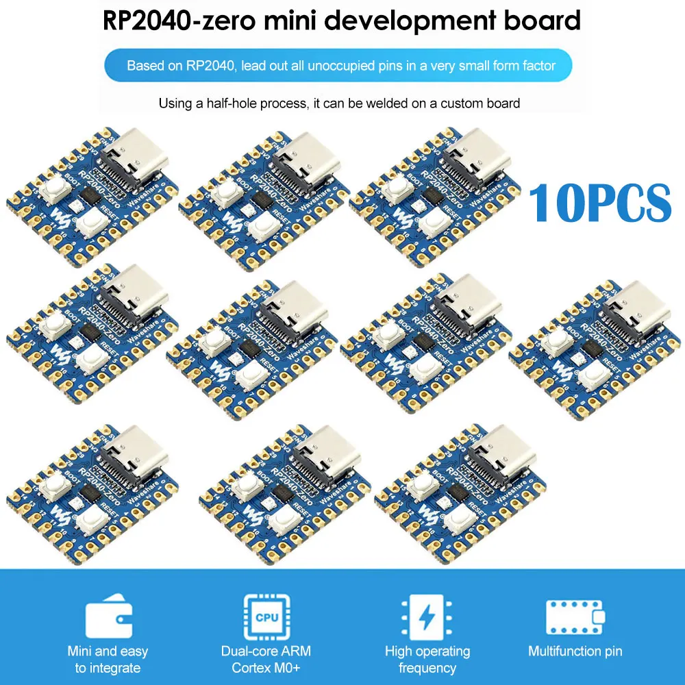 10PCS-Raspberry-Pi-RP2040-Zero-Microcontroller-PICO-Development-Board-RP2040-Dual-core-Cortex-M0 ...