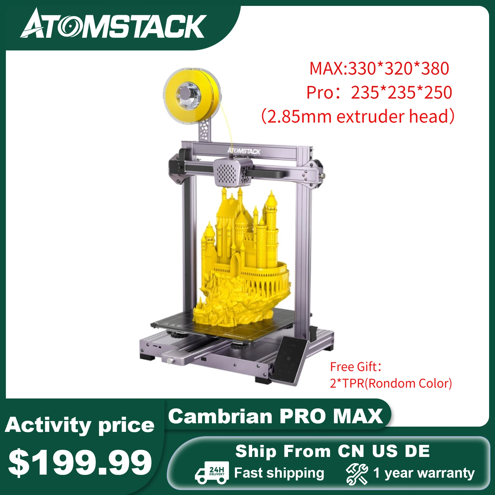 ATOMSTACK-Cambrian-Pro-Desktop-3D-Printer-Support-Printing-Elastic-TPR ...