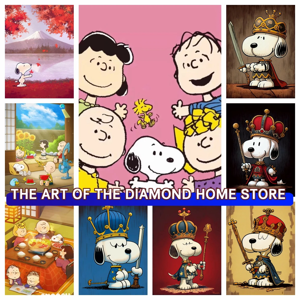 Kawaii-Snoopy-King-AB-Brocas-Pintura-Diamante-C-o-bonito-Cartoon-Comic ...