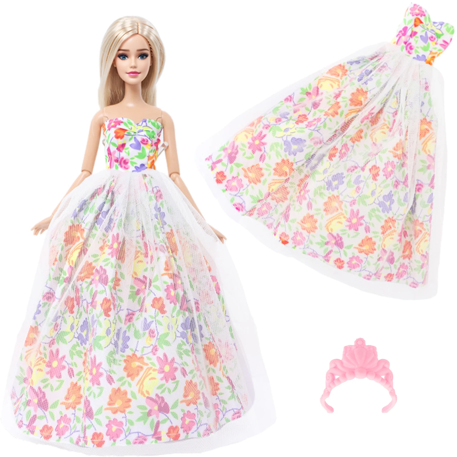 BJDBUS-1-Pcs-Fashion-Flower-Pattern-Lace-Dress-Wedding-Party-Gown ...