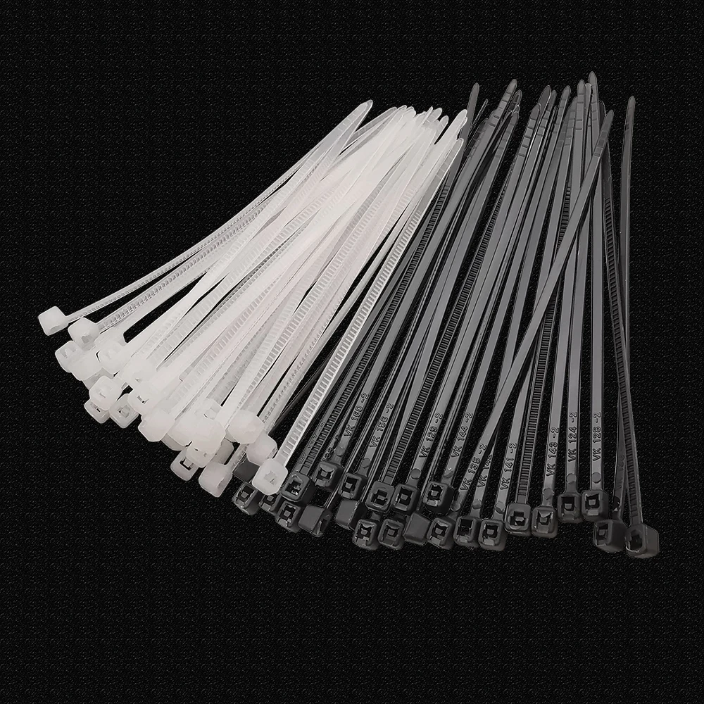 100Pcs-lot-Self-Locking-Plastic-Nylon-Cable-Ties-Black-White-Cable-Zip ...