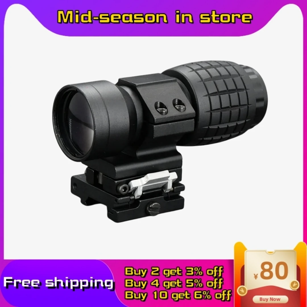 Tactical-3x-5x-Magnifier-Lens-Optics-Scope-Wiht-Quick-Release-Side-Flip ...