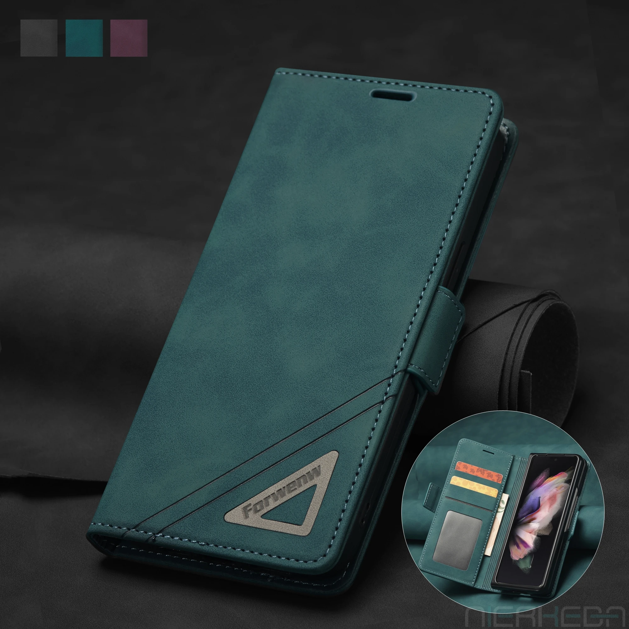 Luxury Leather Wallet Case with Card Holder and Magnetic Closure ...