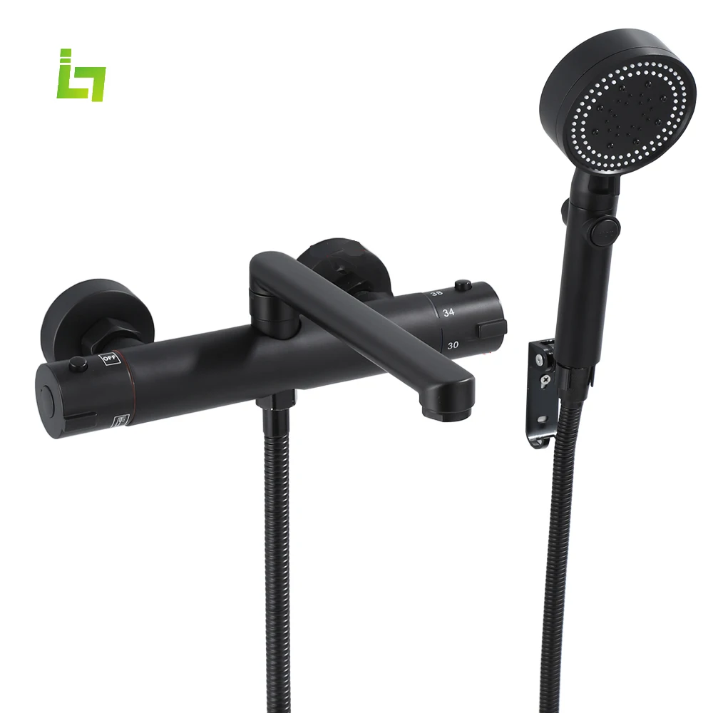 Wall-Mounted-Bathtub-Faucet-Two-Function-Long-Spout-Thermostatic ...