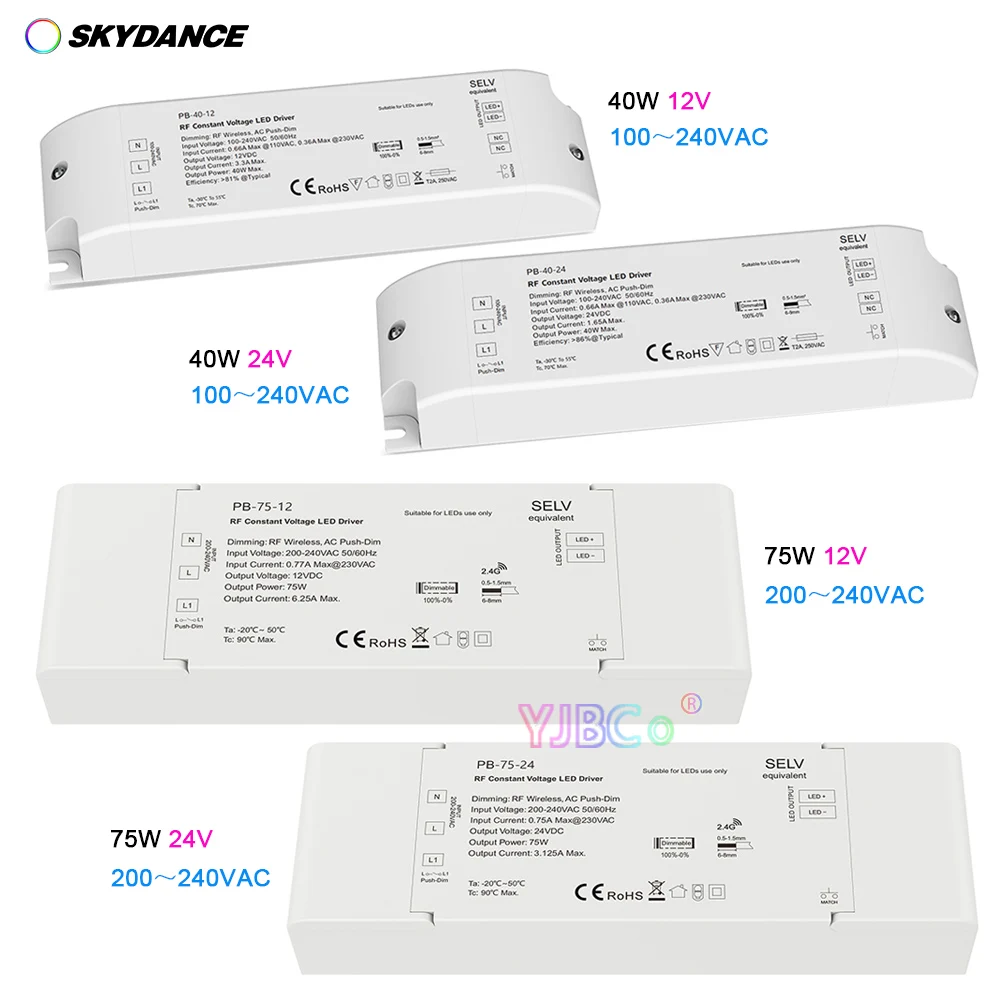 Skydance-40W-75W-12V-24V-2-4G-RF-Dimming-LED-Driver-Push-Dim-220V ...