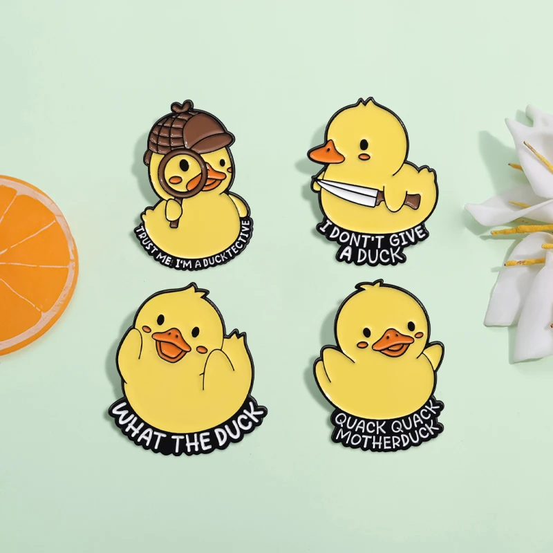 Cute-Yellow-Duck-Enamel-Pins-Creative-Cartoon-Chick-Brooches-Clothes ...