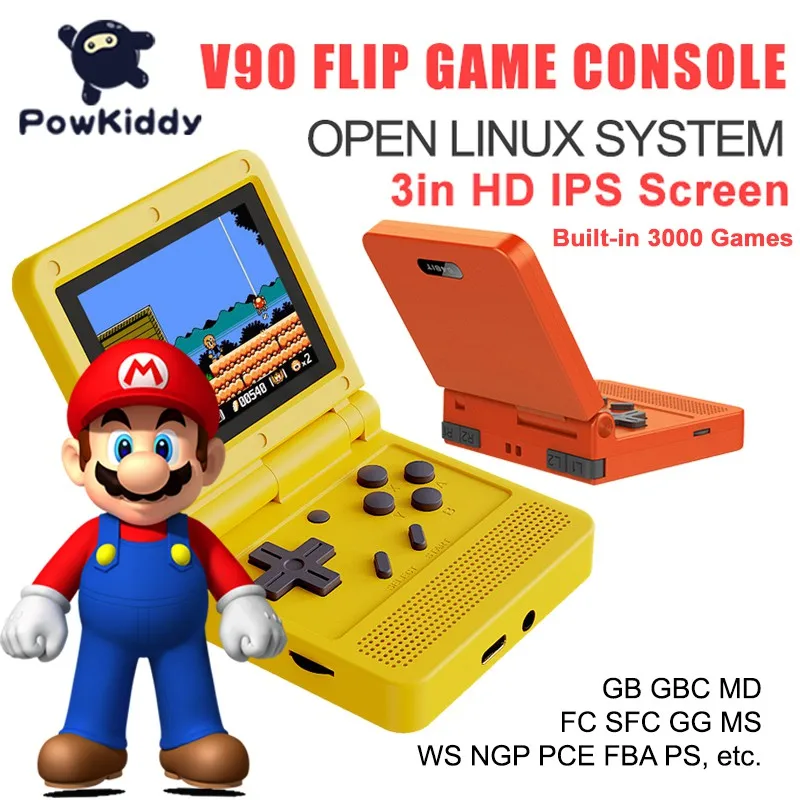 Powkiddy-New-V90-Gameboy-Game-Console-3-Inch-IPS-Screen-Flip-Game ...