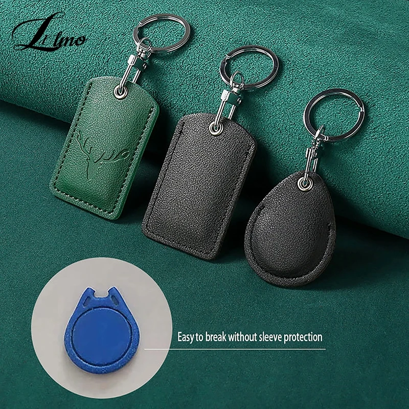 Leather-Card-Holder-Keychain-Key-Ring-Door-Lock-Access-Tags-ID-Card ...