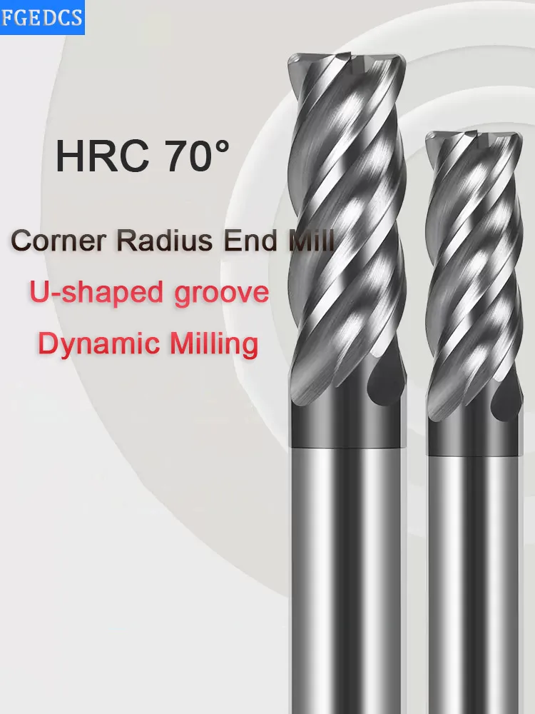 HRC 70 Corner Radius End Mill R Bullnose CNC Tungsten Carbide Steel ...