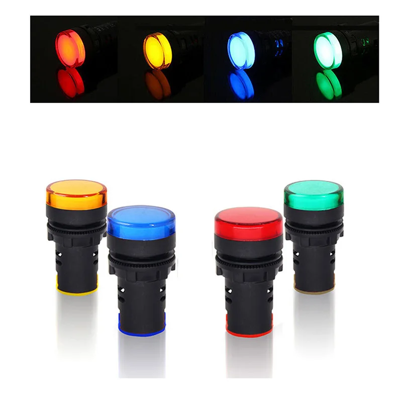 10Pcs 22Mm Panel Mount สัญญาณไฟ Led คำเตือนไฟ Multicolor Pilot โคมไฟ ...