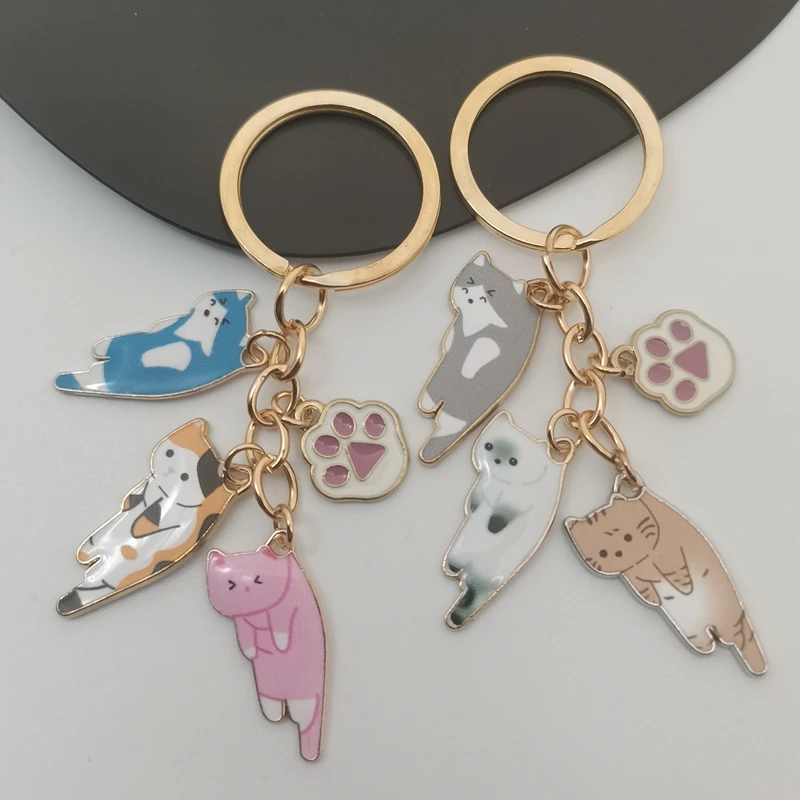 Kawaii-Cat-Keychain-Pet-Paw-Key-Ring-Animal-Footprint-Key-Chains ...