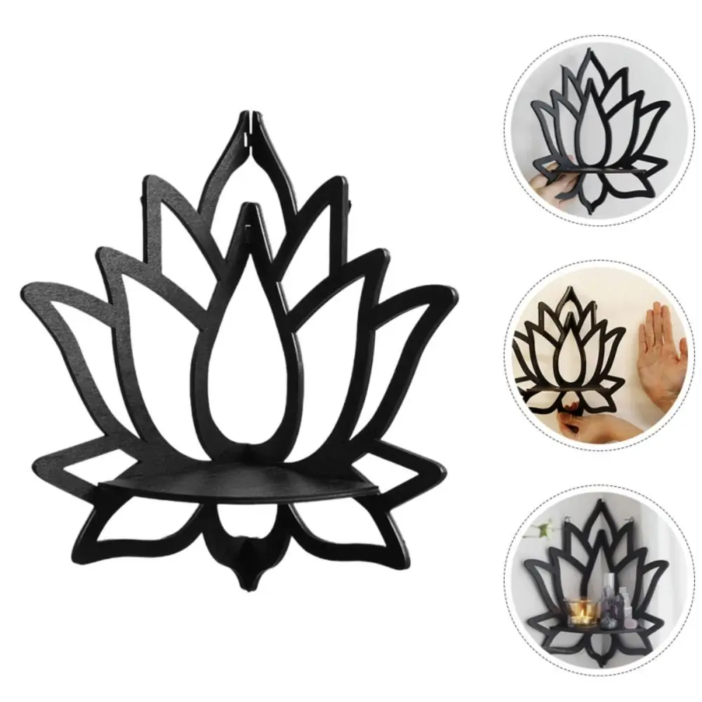 Lotus-Crystal-Corner-Shelf-Crystal-Shelf-Display-Black-Wooden-Wall ...