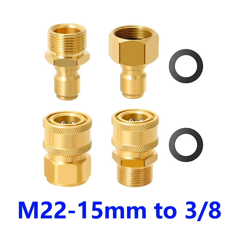 Pressure-Washer-Quick-Connect-Coupler-Set-Adapter-M22-15mm-to-3-8-Quick ...
