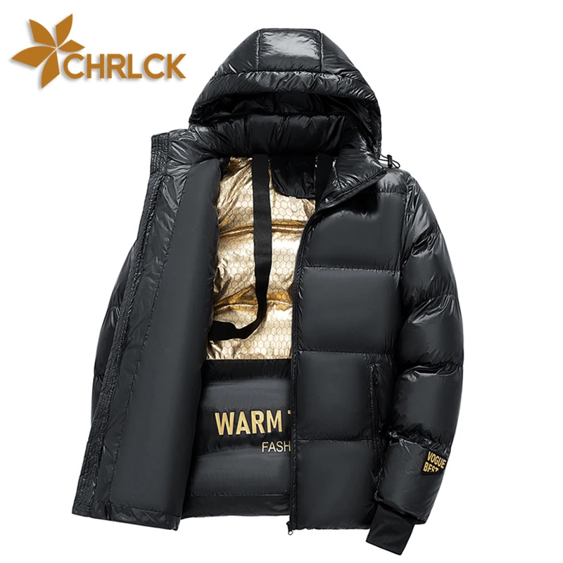 CHRLCK-New-Winter-Black-Gold-Plaid-Down-Cotton-Jacket-Men-Loose-Couple ...