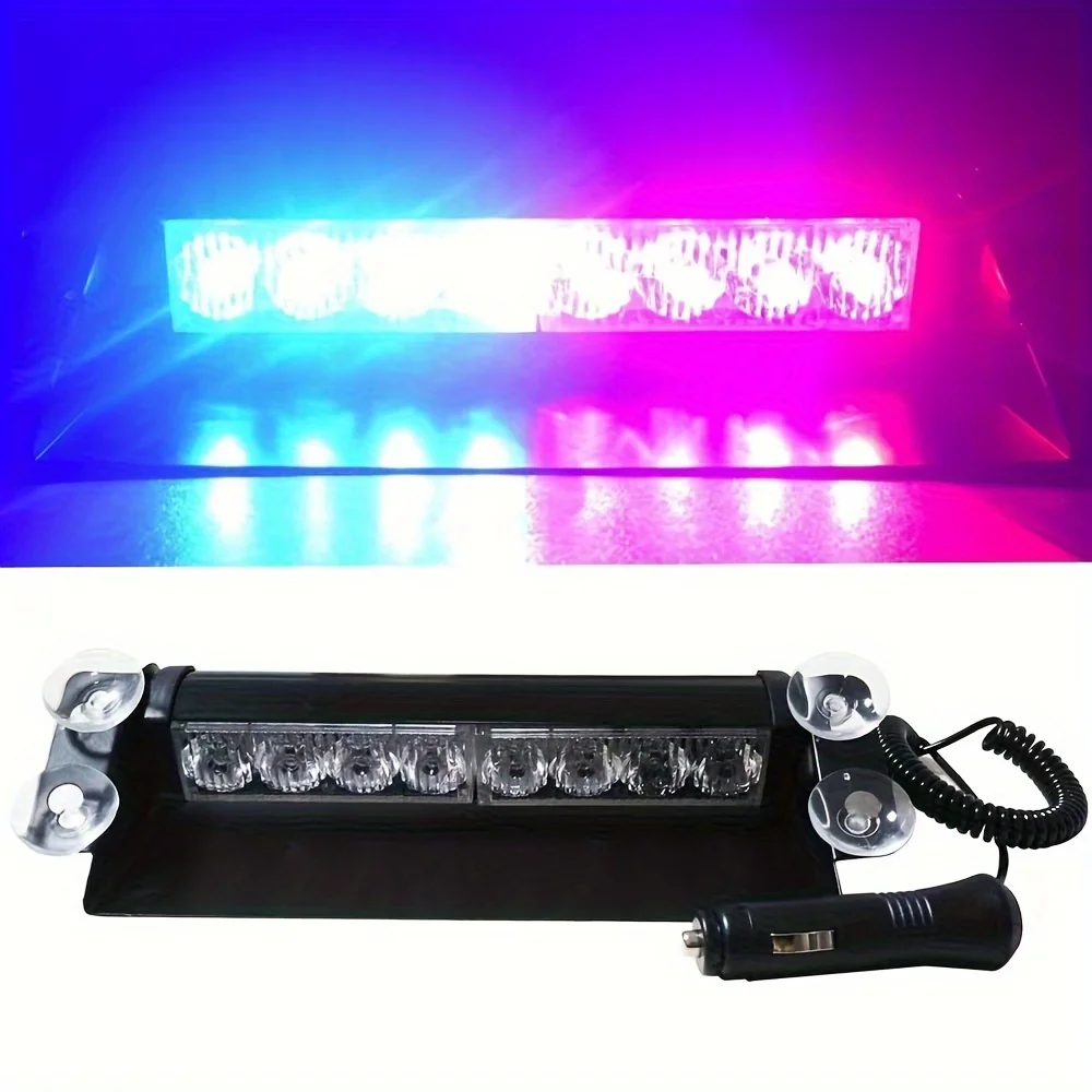 8-LED-Red-Blue-Strobe-Warning-Light-Police-Lights-Car-Road-Emergency ...