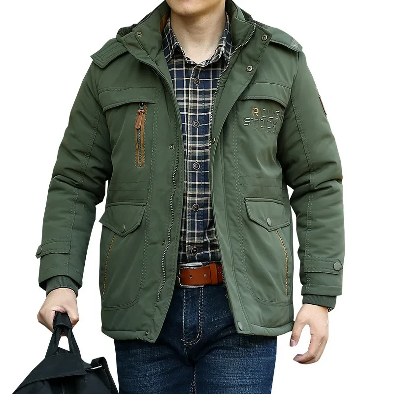 Male Outwear Windbreaker Warm Men Parkas Winter Jacket Hooded Fleece ...