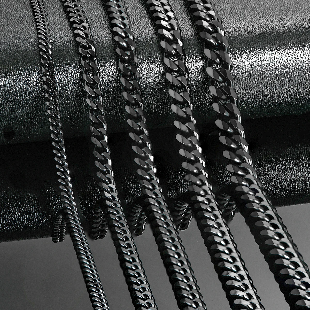 3.6mm/5mm/6mm/7mm/8mm Black Color Stainless Steel Cuban Link Chains ...