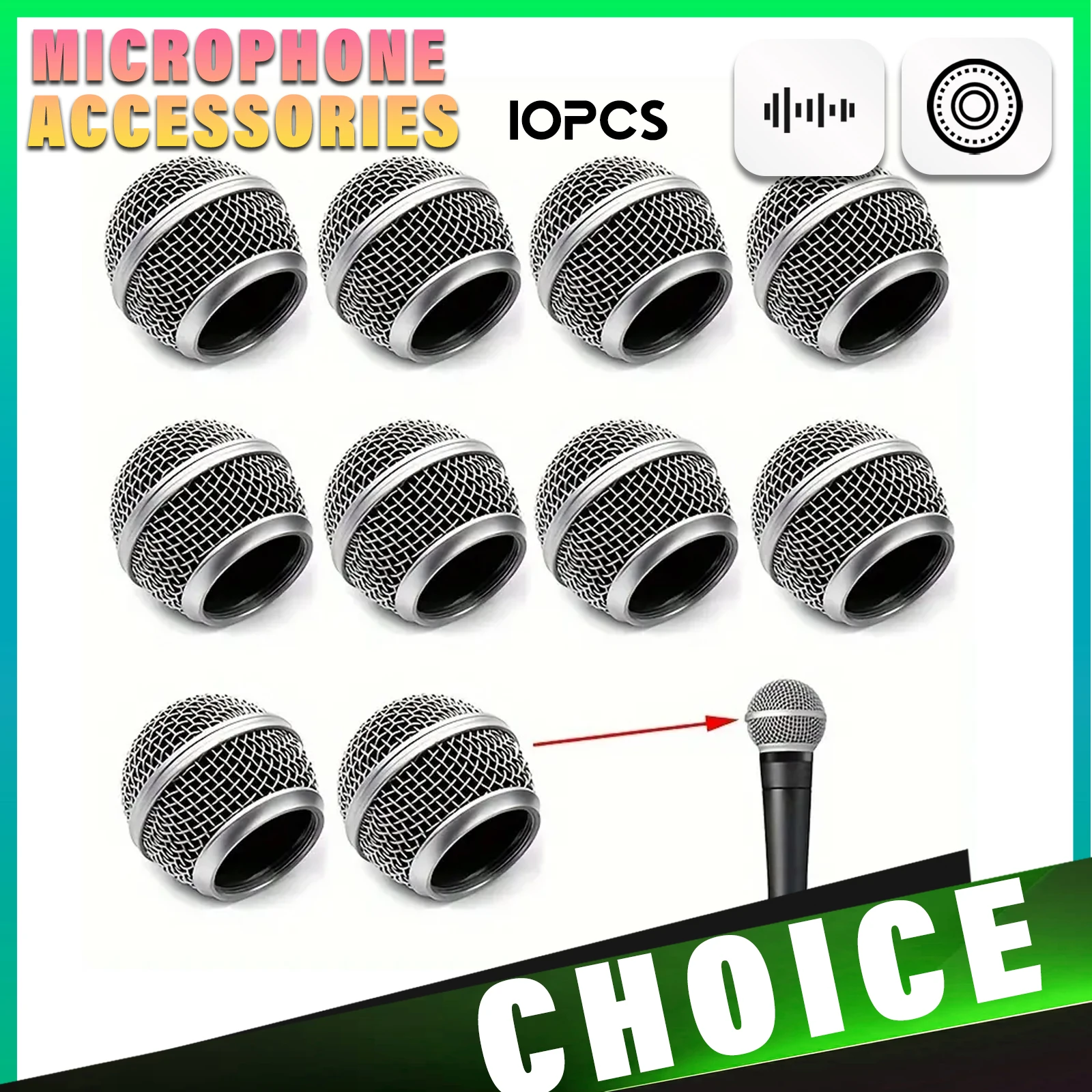 1PC/5PCS/10PCS Microphone Replacement Head Steel For 58 Mesh Handheld ...
