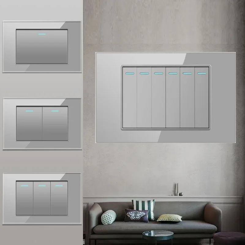 Grey-Tempered-Glass-Wall-Switches-Interruptor-de-luz-cinza-padr-o-dos ...