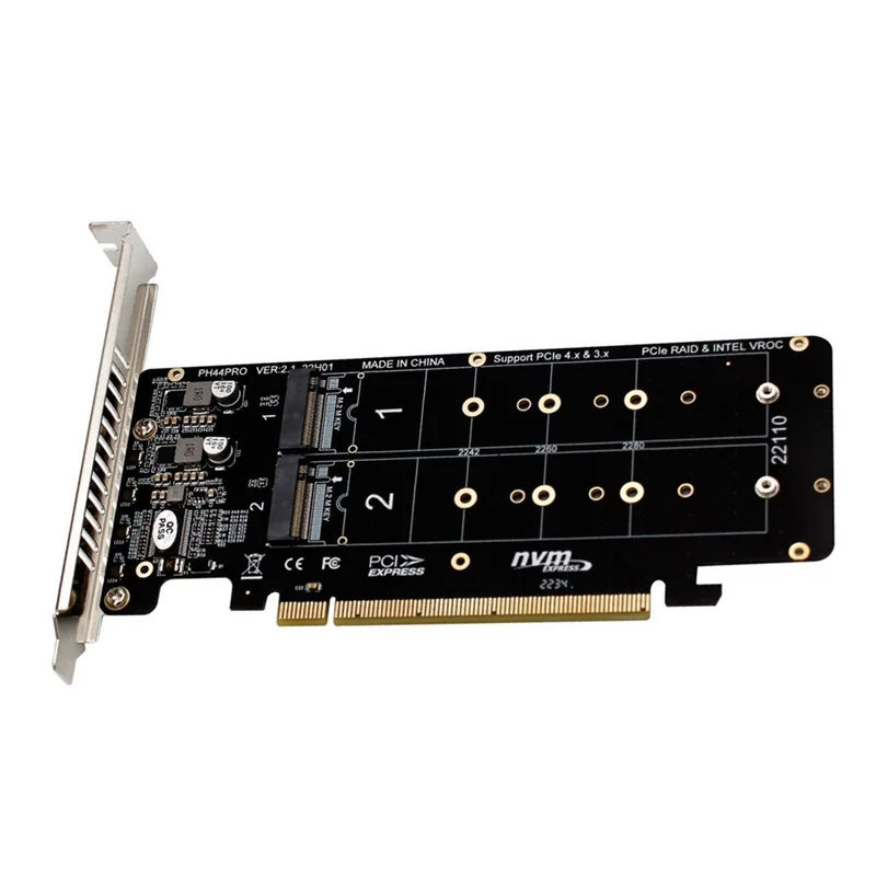 PCIE-4-0-Dual-Disk-PCIeX16-to-M-2-M-Key-NVME-SSD-Expansion-Card ...