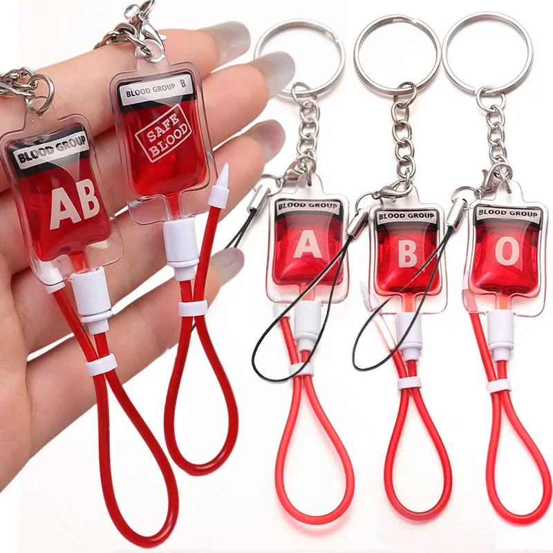Halloween-Blood-Type-A-B-O-AB-Pendant-Keychain-Blood-Bag-Phone-Pendants ...