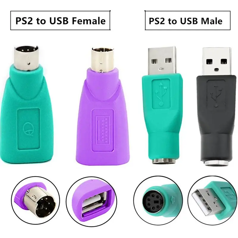 PS/2 Male to USB A Female USB Keyboard/Mouse With PS2 Female to USB ...