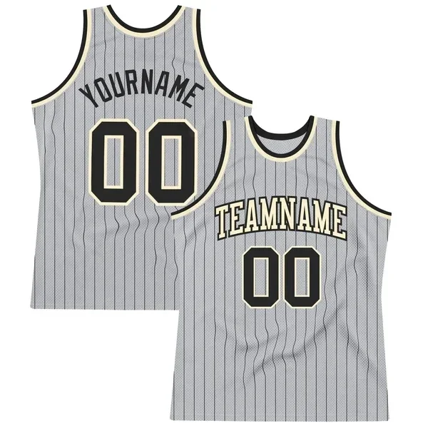Custom-Gray-Black-Pinstripe-Black-Authentic-Basketball-3D-Print-Team ...