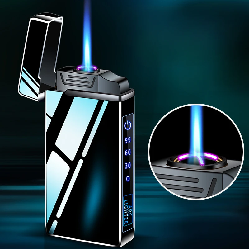 2in1-Jet-Lighter-Metal-Windproof-Flameless-Electric-Lighter-Power ...