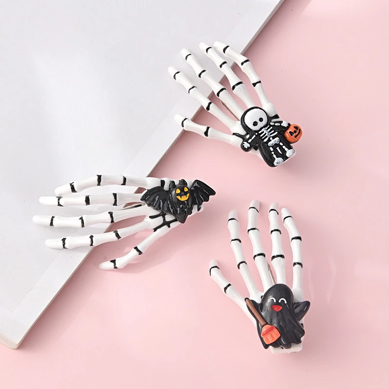 Punk-Style-Skeleton-Hands-Hair-Clips-Creative-Skull-Hand-Bangs-Hairpins ...