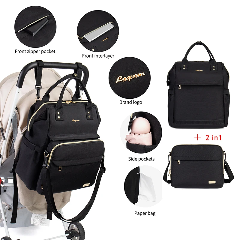LEQUEEN-2-In-1-Folding-Mommy-Bag-Large-Capacity-Mother-Backpack-Diaper ...