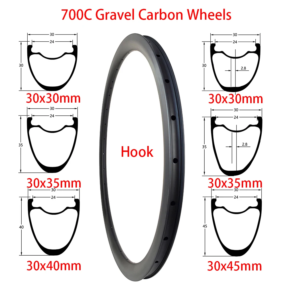 Gravel Carbon Wheels 30mm Width Gravel Rims V Brake or Disc Brake ...