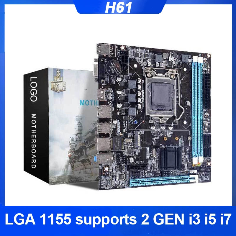 H61 Motherboard LGA 1155 for i3 i5 i7 Series CPU Desktop Computer DDR3 NVME M.2 SATA 8111E ...