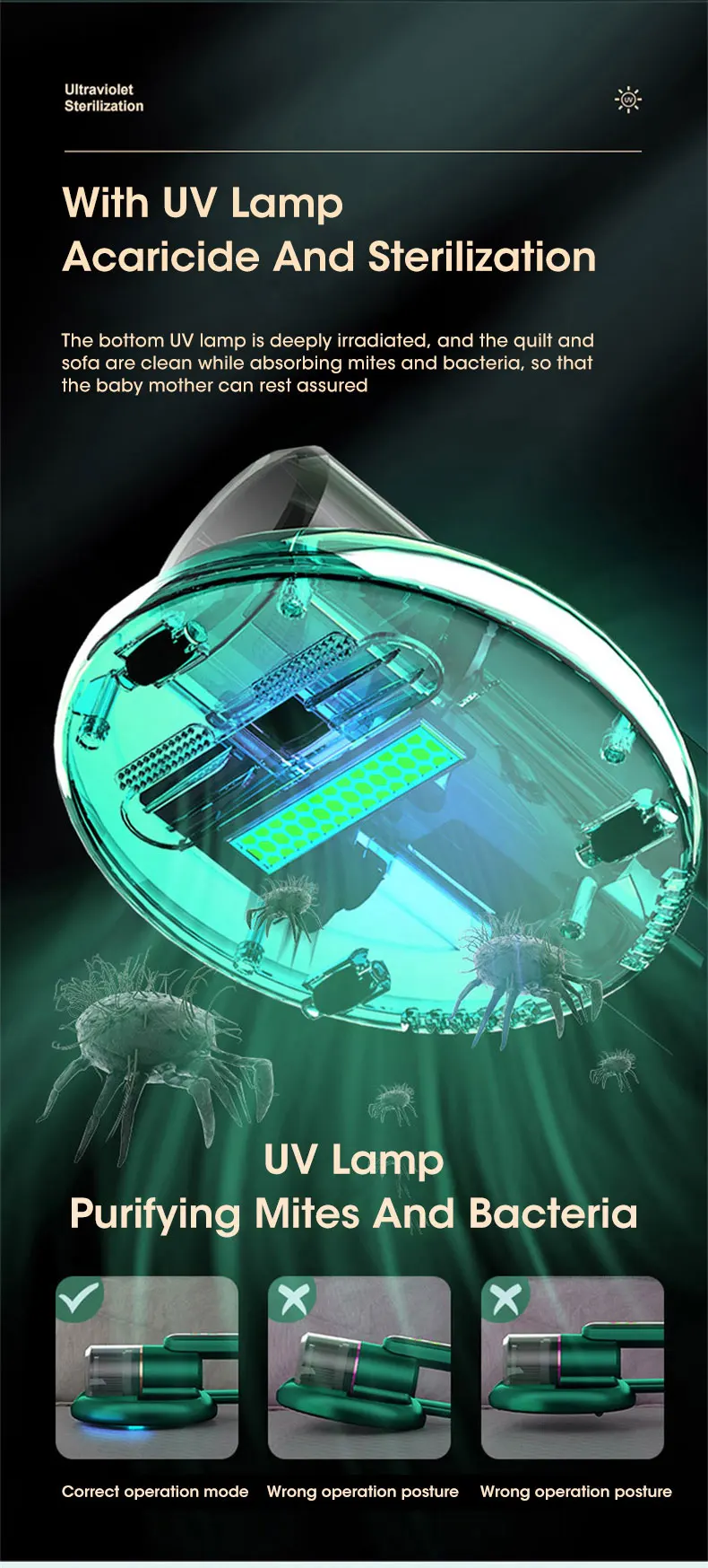 Wireless Vacuum Mites Remover Ultraviolet Sterilization Reusable Dust ...