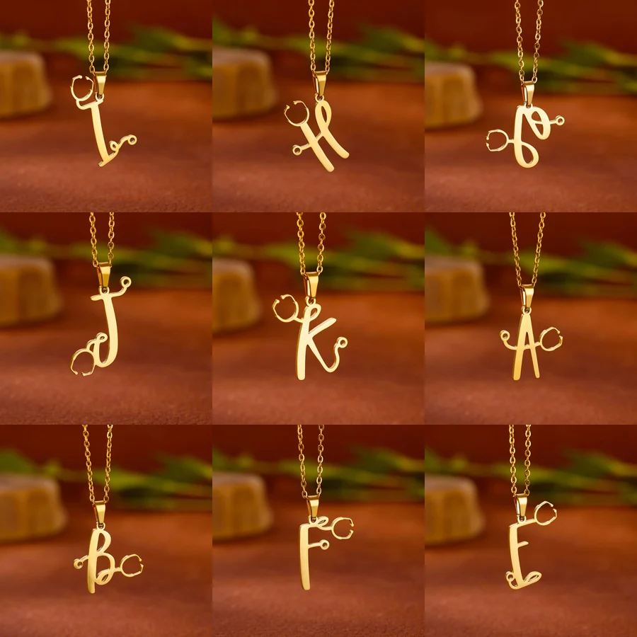 Collar-con-colgante-de-estetoscopio-para-mujer-cadena-de-clav-cula-con ...