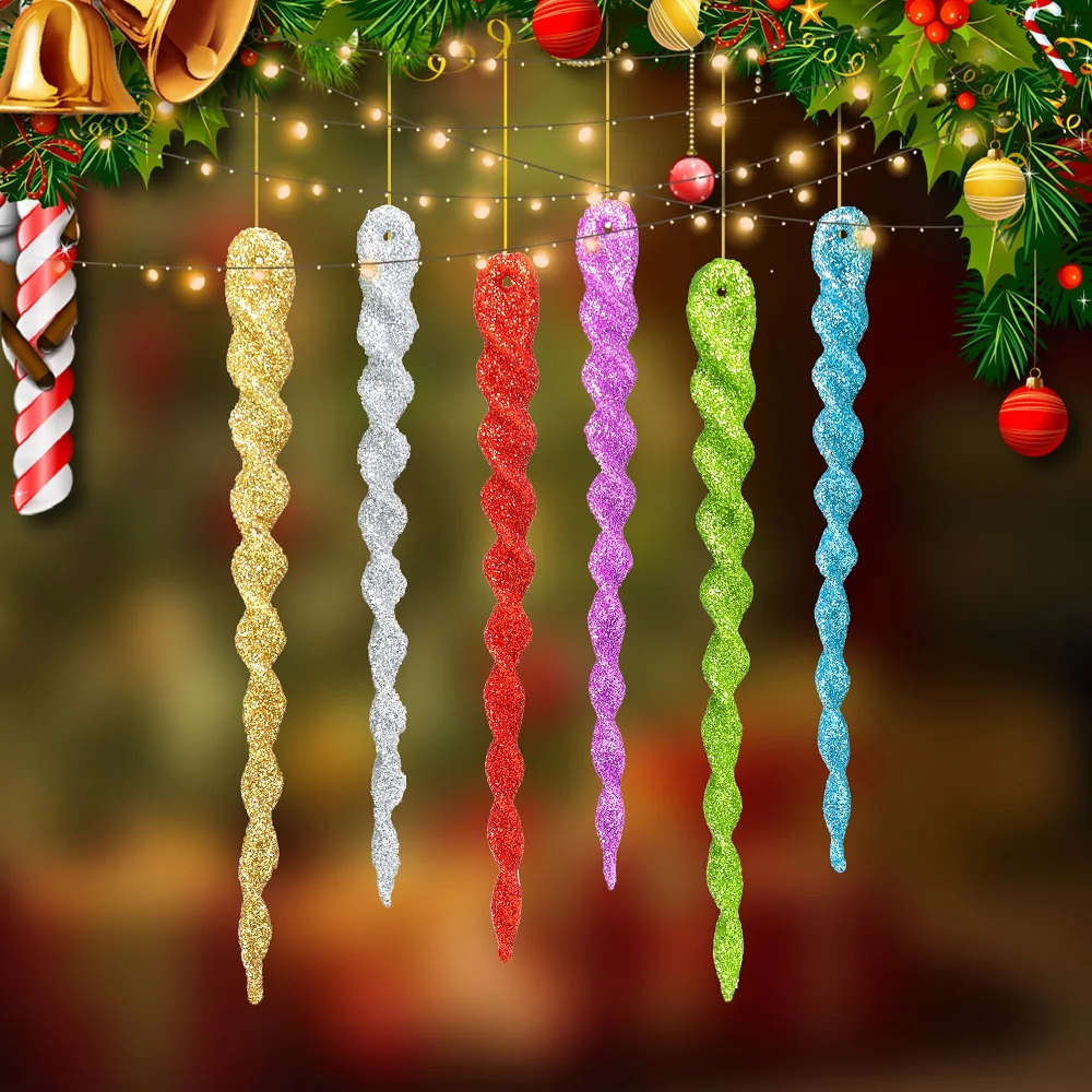 12PCS-New-Shining-Simulation-Ice-Xmas-Tree-Pendant-New-Product-Fake ...