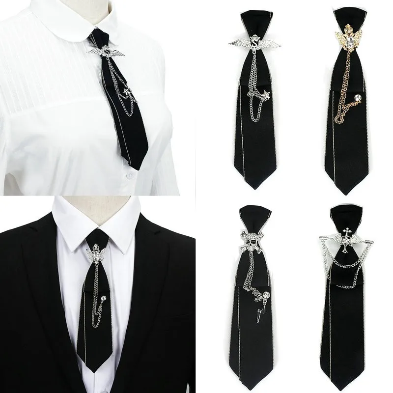 Hand-Made-Black-Ribbon-Tie-Crystal-Rhinestone-Jewelry-Men-Shirts-Unisex ...