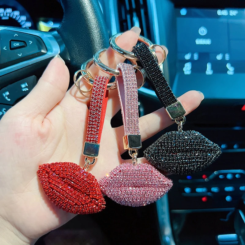 Full Diamond Lip Car Keychain Personalized Handmade Red Lip Keychain ...