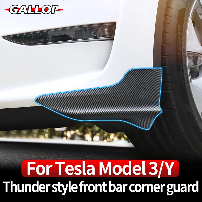 For-Tesla-Model-3-Model-Y-Car-Thunder-Style-Front-Bumper-Corner-Guard ...