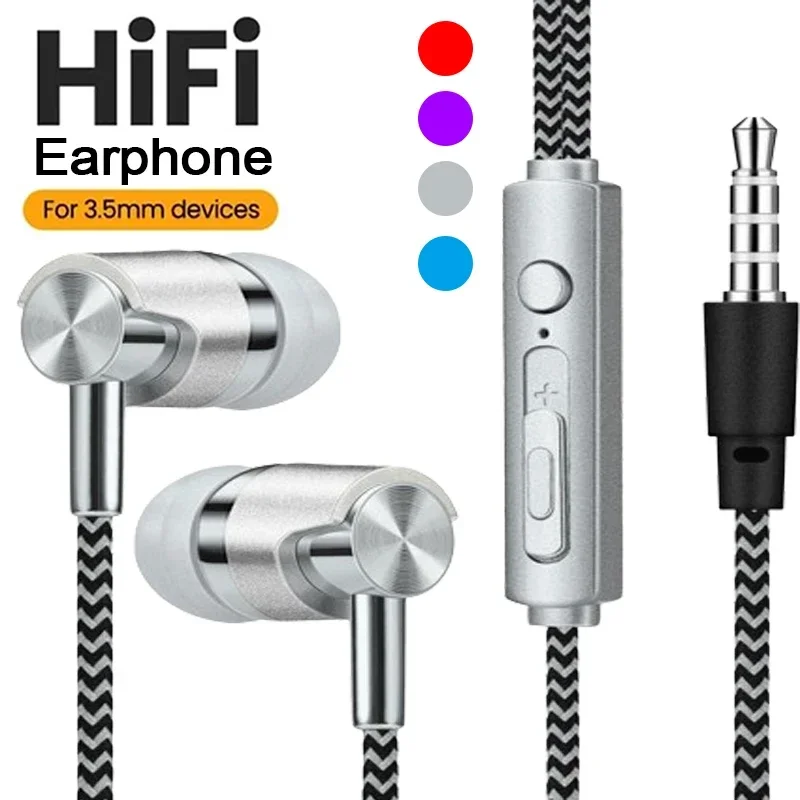 3-5mm-In-Ear-Stereo-Earbuds-Headphone-Wired-Nylon-Weave-Cable-Earphone ...