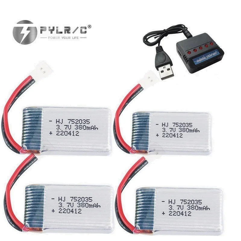 High Capacity 380mAh LiPo Battery with 3.7v for Hubsan X4 H107 Series ...