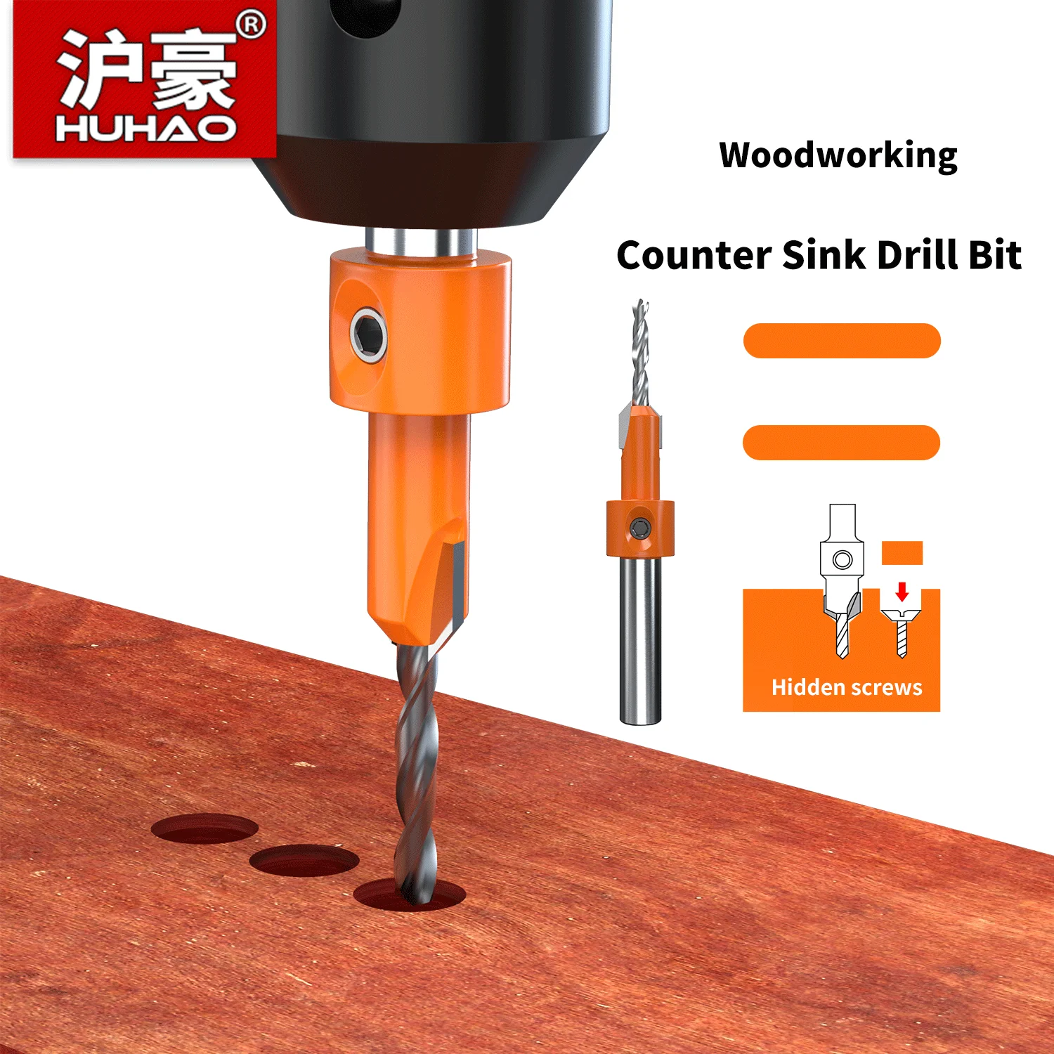 HUHAO-High-Speed-Steel-Countersink-Drill-Bit-Set-8mm-Shank-Wood-Hole ...