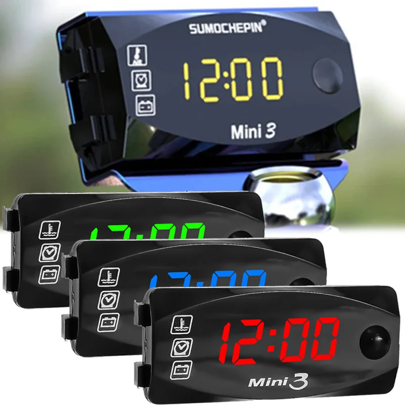 3-IN-1-Motorcycle-Voltmeter-Electronic-Clock-IP67-Waterproof-LED ...