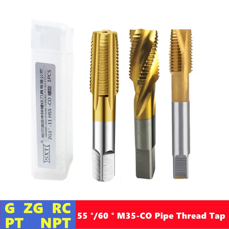 M35-CO HSS 55 °/60 ° pipe thread tap G ZG RC NPT PT, stainless steel ...