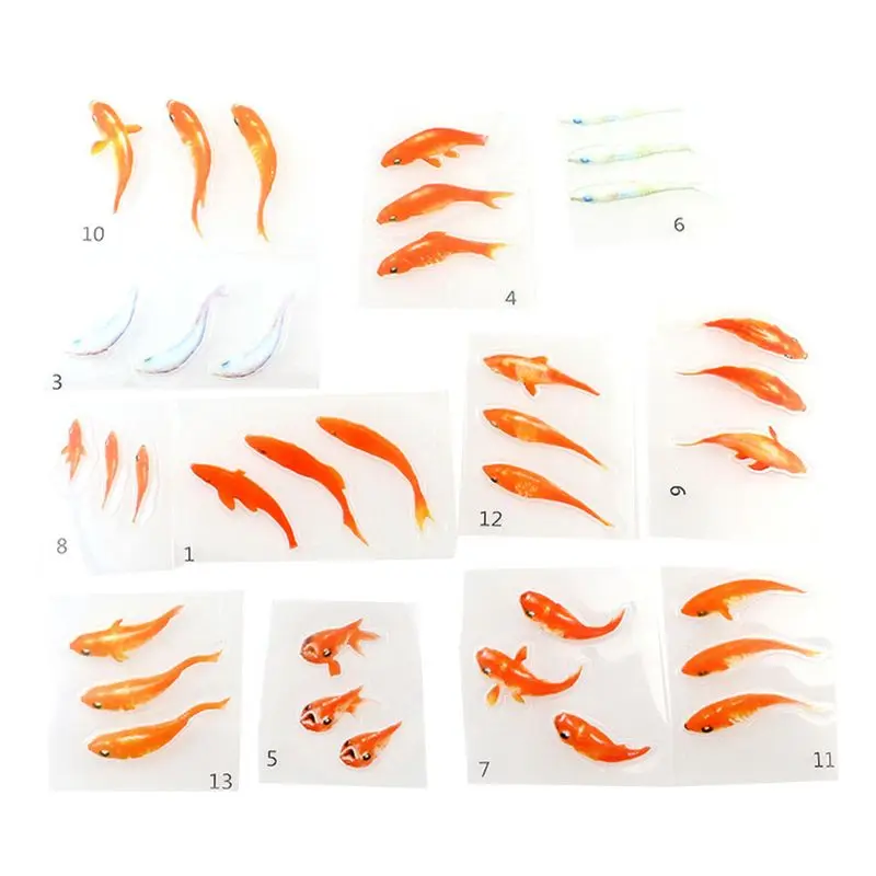 12-Pcs-Set-3D-Small-Goldfish-Sticker-Three-dimensional-Fish-Epoxy-Resin ...
