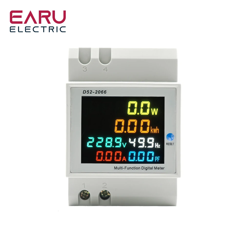 Din Rail Digital Voltmeter Current Power Wattmeter Electric Energy kWh ...