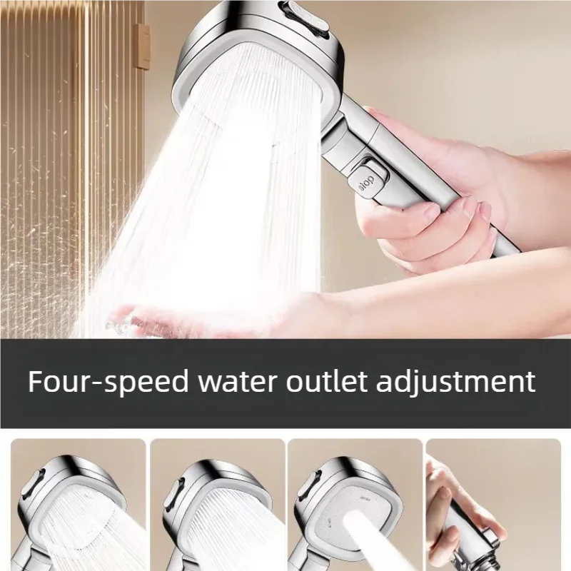 4-Modes-Square-Shower-Head-Silver-Black-High-Pressure-Showerhead-Filter ...