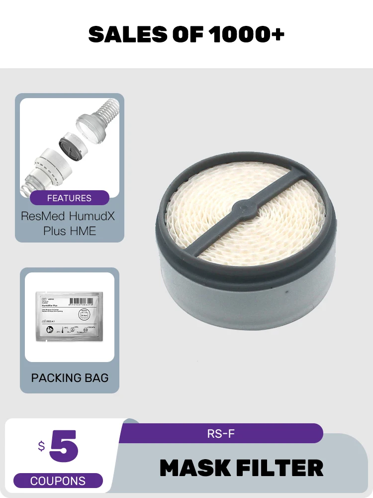 CPAP-Mask-ResMed-HumidX-Plus-HME-Waterless-Humidifier-Ventilator ...