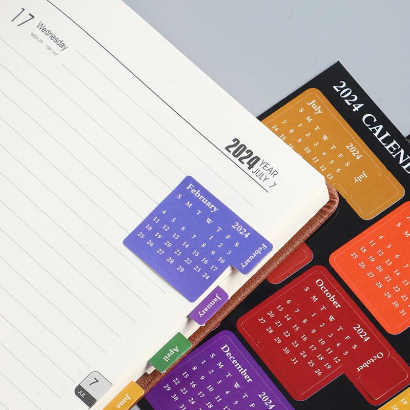 2024 Calendar Stickers Daily Planner Label Tags Notebook Agenda Index ...