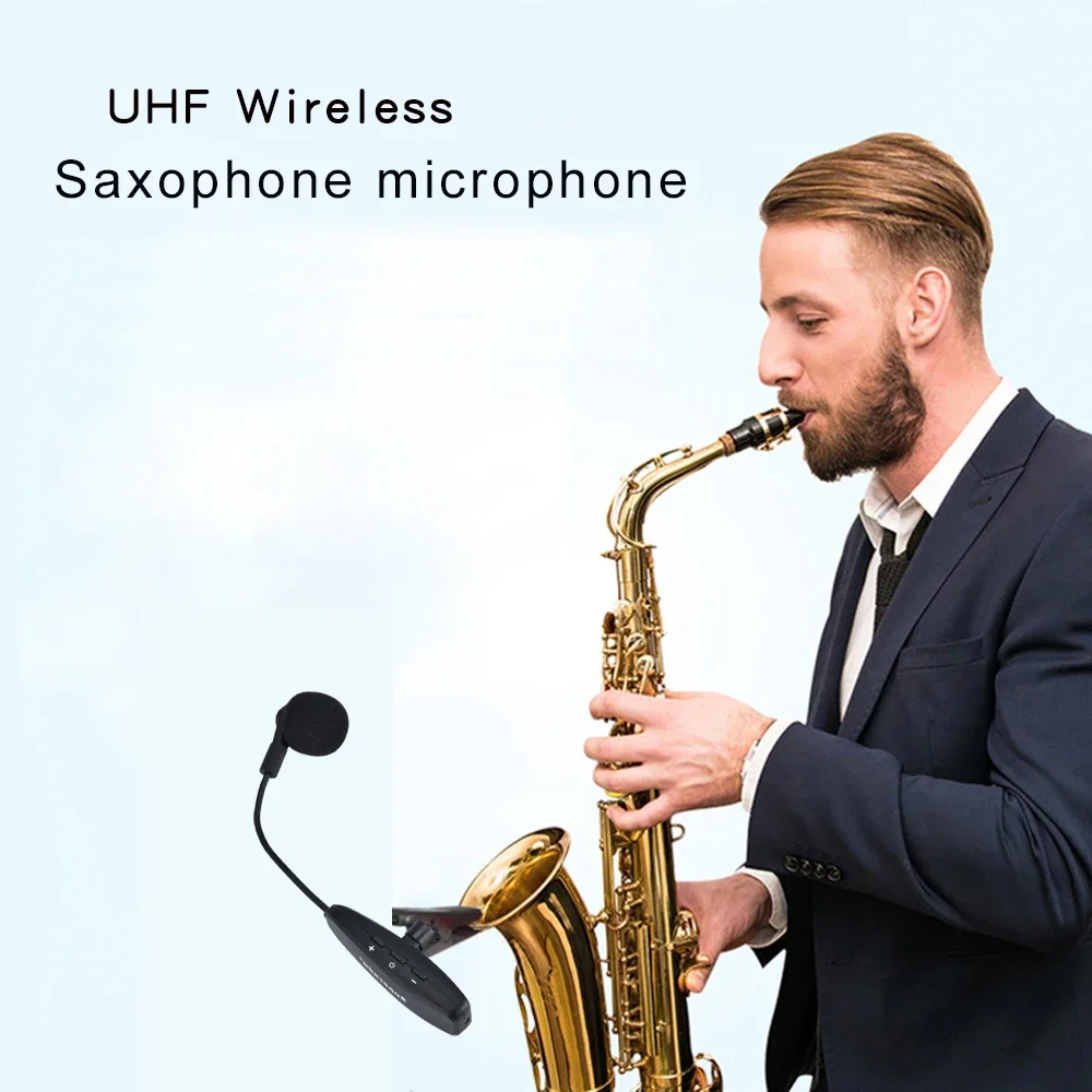 Saxophone-Wireless-Microphone-Condenser-Clip-Mic-UHF-Gooseneck-Voice ...