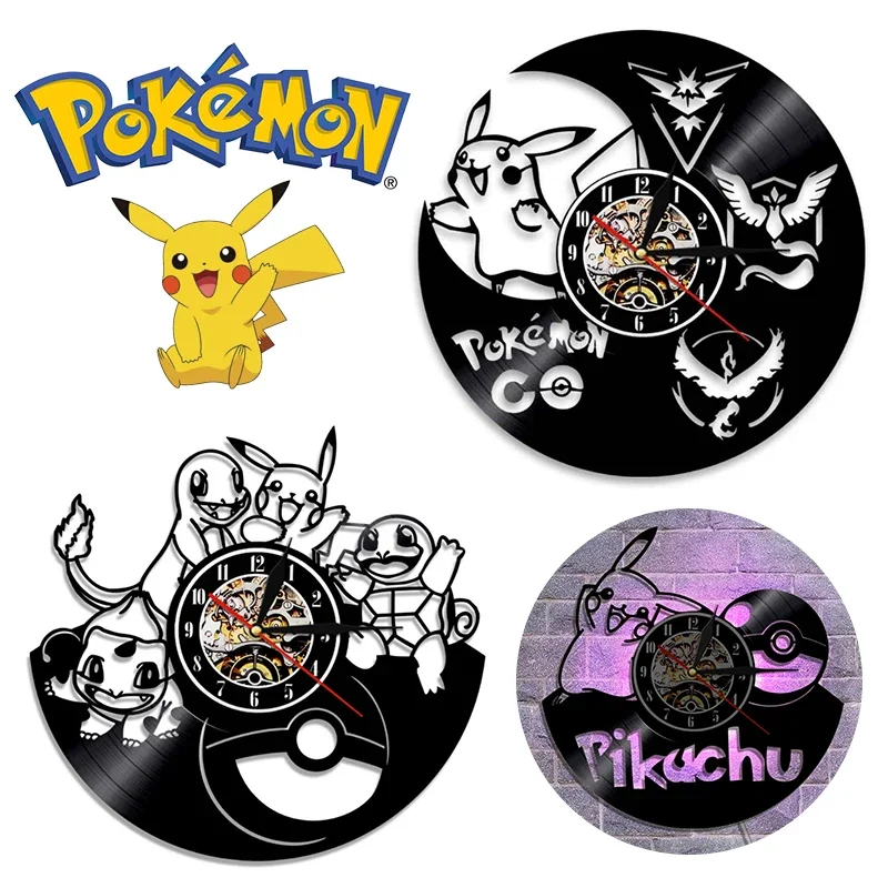 Pokemon-Pikachu-Vintage-Creative-Wall-Clock-Kawaii-Animation-Vinyl ...